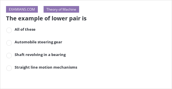 The example of lower pair is | EXAMIANS