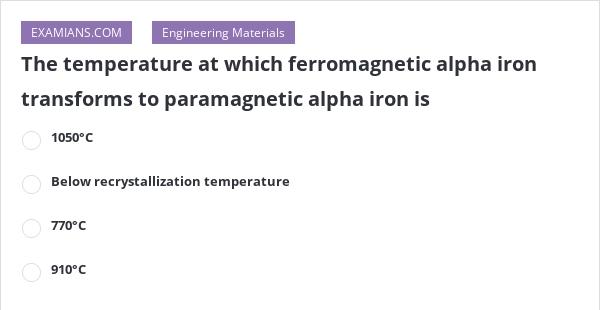 The temperature at which ferromagnetic alpha iron transforms to ...