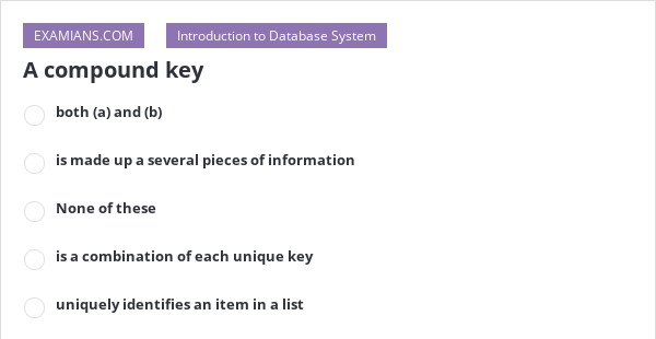 A compound key | EXAMIANS