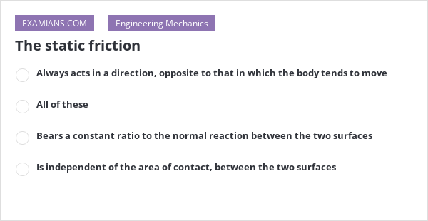The static friction | EXAMIANS