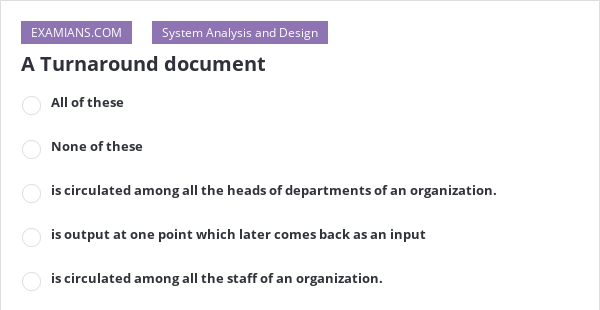 A Turnaround document | EXAMIANS