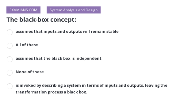 The black-box concept: | EXAMIANS