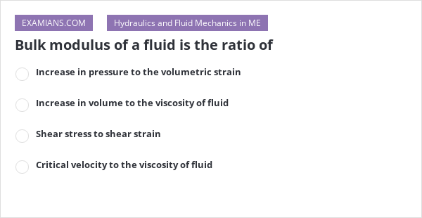 Bulk modulus of a fluid is the ratio of | EXAMIANS