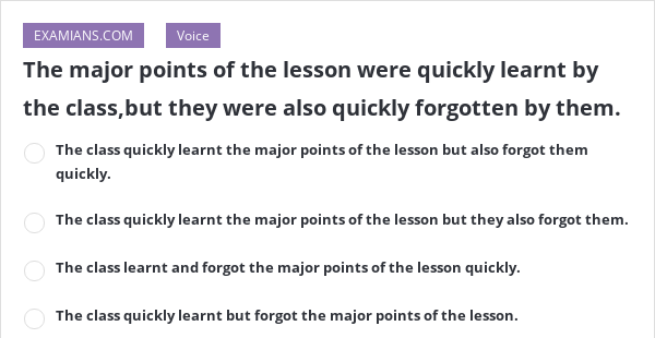 The major points of the lesson were quickly learnt by the class,but ...