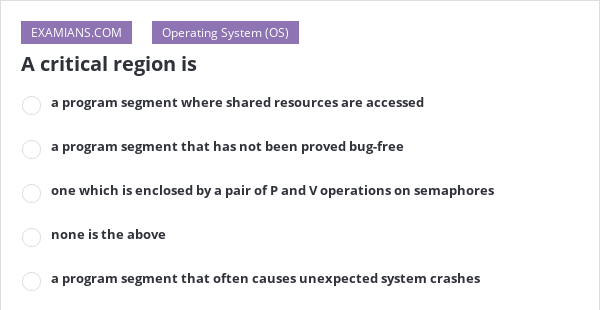 A critical region is | EXAMIANS