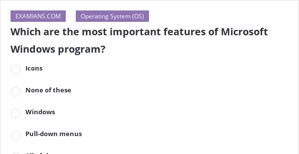Which are the most important features of Microsoft Windows program ...