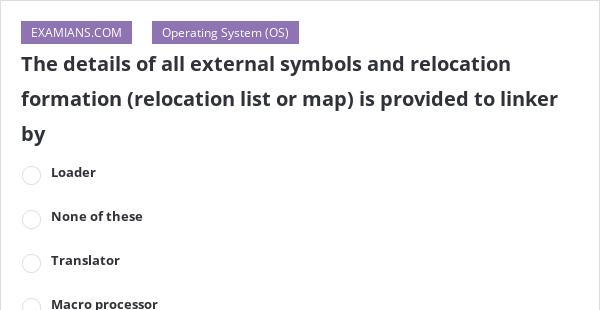 The details of all external symbols and relocation formation ...