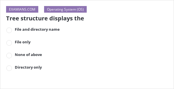 Tree structure displays the | EXAMIANS