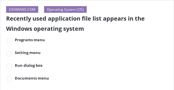 Recently used application file list appears in the Windows operating ...