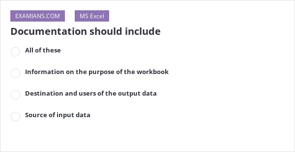 Documentation Should Include EXAMIANS documentation-should-include-examians