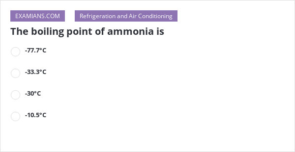 The boiling point of ammonia is | EXAMIANS