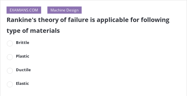 Rankine's theory of failure is applicable for following type of ...