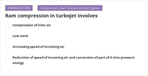 Ram compression in turbojet involves | EXAMIANS