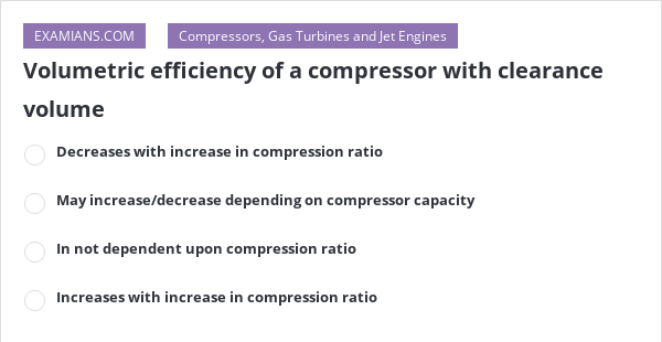 Volumetric efficiency of a compressor with clearance volume | EXAMIANS