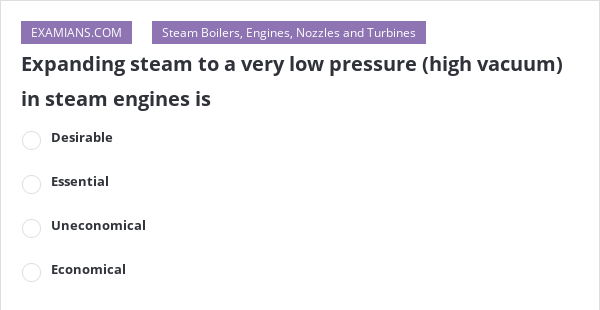 Expanding steam to a very low pressure (high vacuum) in steam engines ...