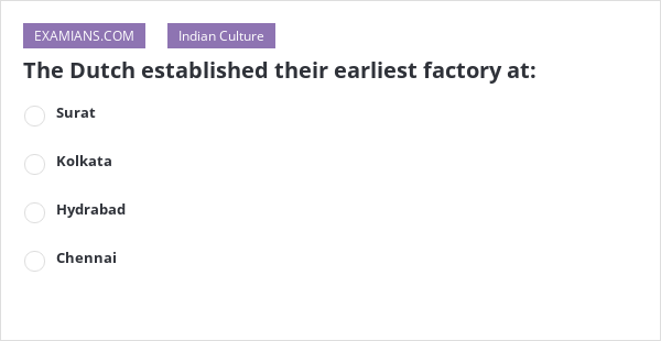 The Dutch established their earliest factory at: | EXAMIANS