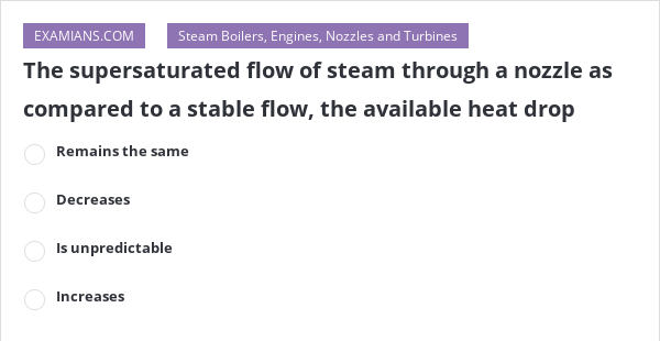 The supersaturated flow of steam through a nozzle as compared to a ...