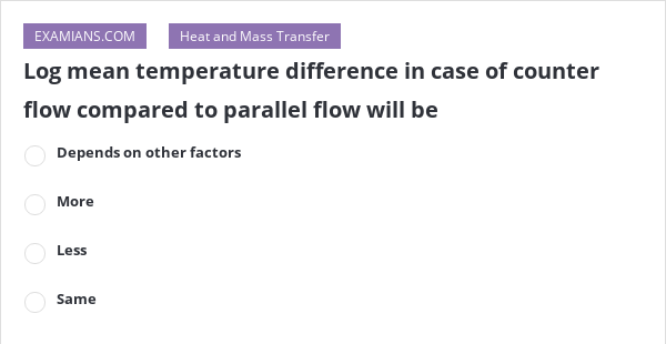 Log mean temperature difference in case of counter flow compared to ...