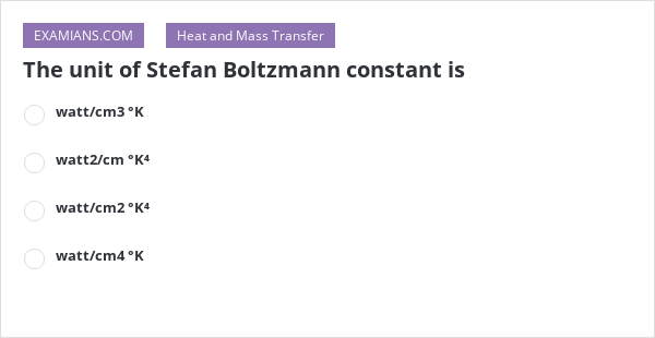 The unit of Stefan Boltzmann constant is | EXAMIANS