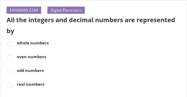 All the integers and decimal numbers are represented by | EXAMIANS