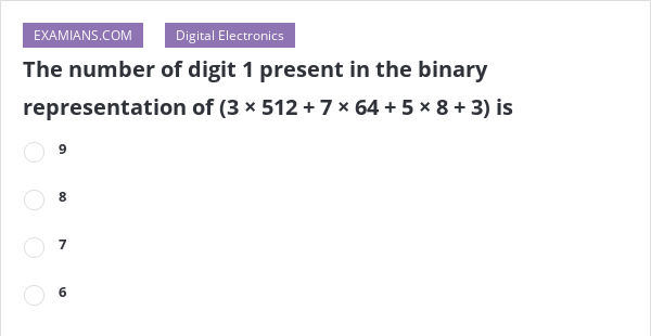 The number of digit 1 present in the binary representation of (3 × 512 ...