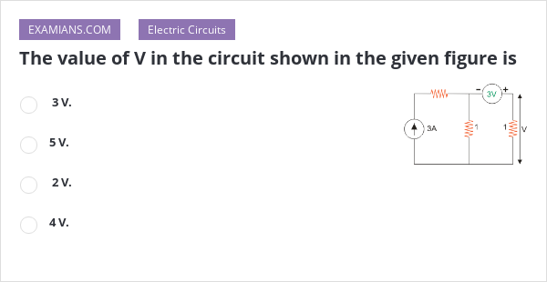 The value of V in the circuit shown in the given figure is | EXAMIANS