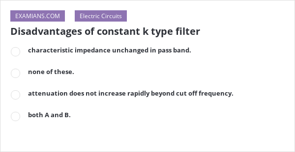 Disadvantages of constant k type filter | EXAMIANS