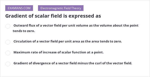 Gradient of scalar field is expressed as | EXAMIANS