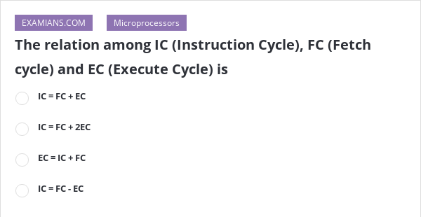 The relation among IC (Instruction Cycle), FC (Fetch cycle) and EC ...