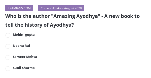 Who is the author "Amazing Ayodhya" - A new book to tell the history of ...