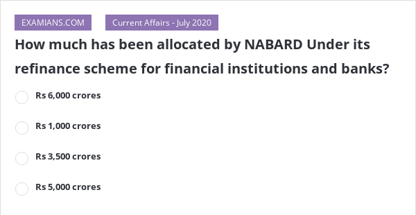 How much has been allocated by NABARD Under its refinance scheme for ...