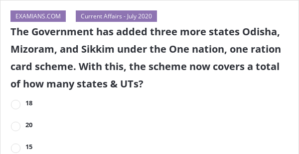The Government has added three more states Odisha, Mizoram, and Sikkim ...