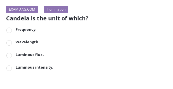 Candela is the unit of which? | EXAMIANS