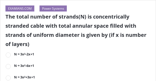 The total number of strands(N) is concentrically stranded cable with ...