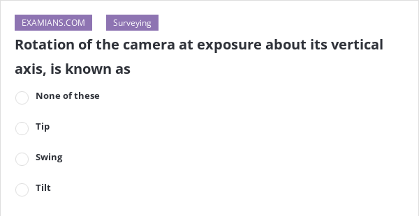 Rotation of the camera at exposure about its vertical axis, is known as ...