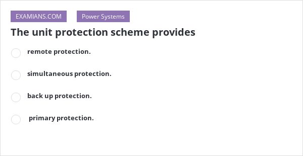 The unit protection scheme provides | EXAMIANS