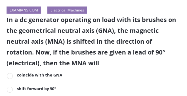 In a dc generator operating on load with its brushes on the geometrical ...