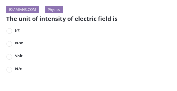 The unit of intensity of electric field is | EXAMIANS