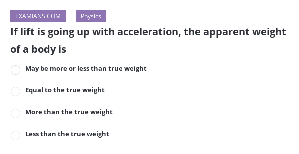 If lift is going up with acceleration, the apparent weight of a body is ...