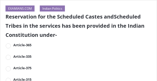 Reservation for the Scheduled Castes andScheduled Tribes in the ...