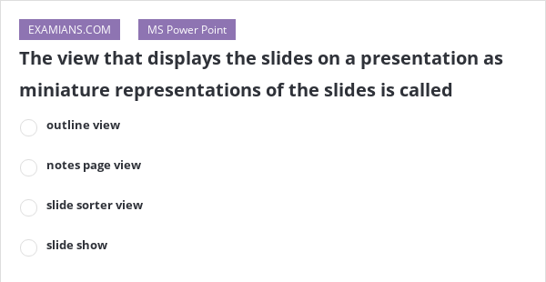 The view that displays the slides on a presentation as miniature ...