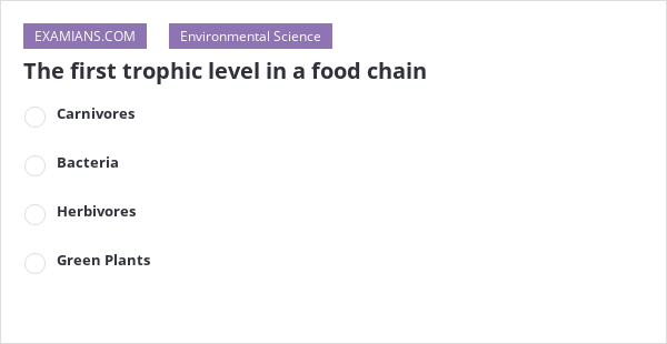 The first trophic level in a food chain | EXAMIANS