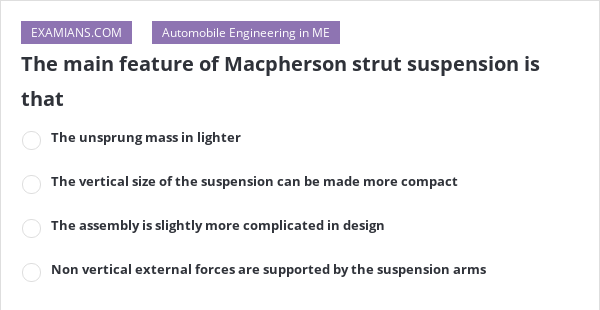 The main feature of Macpherson strut suspension is that | EXAMIANS