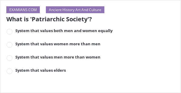 What is 'Patriarchic Society'? | EXAMIANS