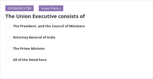 The Union Executive consists of | EXAMIANS
