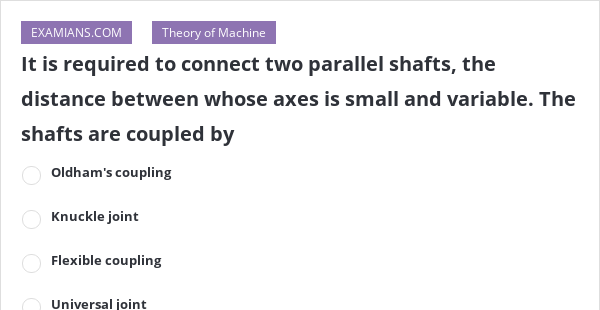 It is required to connect two parallel shafts, the distance between ...
