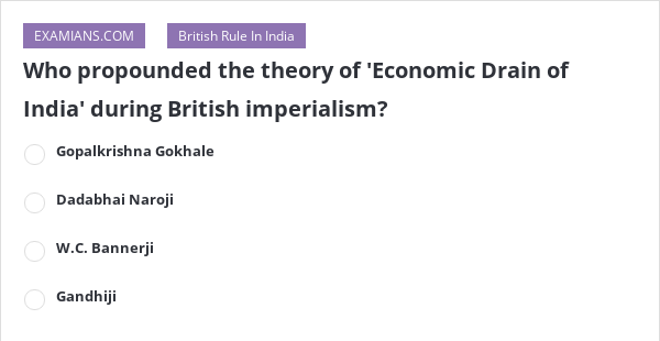 Who propounded the theory of 'Economic Drain of India' during British ...