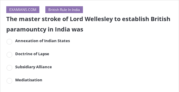 The master stroke of Lord Wellesley to establish British paramountcy in ...