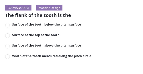 The flank of the tooth is the | EXAMIANS