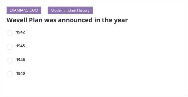 Wavell Plan was announced in the year | EXAMIANS